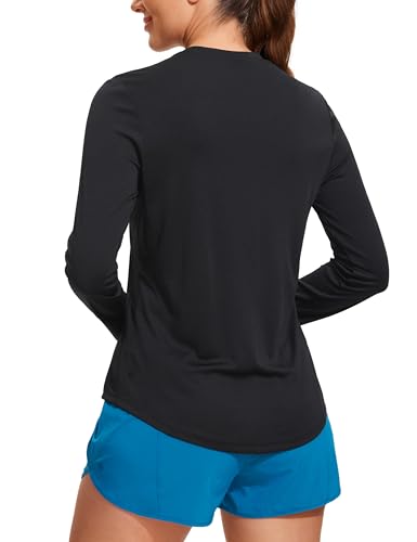 CRZ YOGA Womens UPF 50+ Sun Shirts Long Sleeve UV Protection Workout Tops Lightweight Quick Dry Outdoor Hiking Running Shirts Black Medium