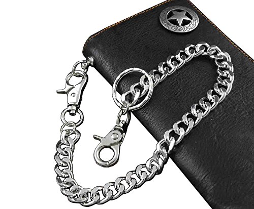 Biker Rock Star Concho Mens Card Money Long Black Real Leahter Wallet With Chain