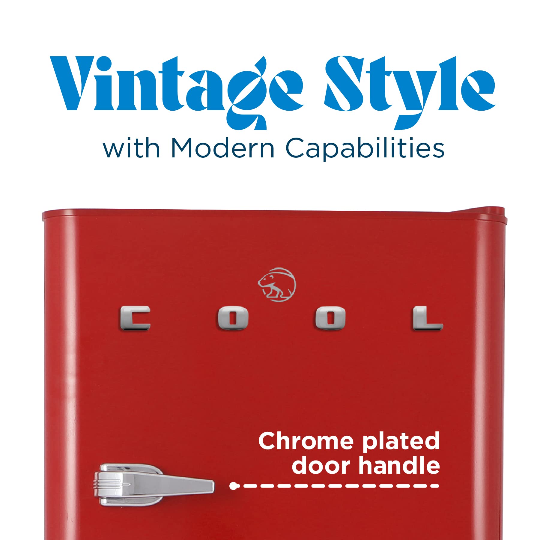 Commercial Cool CCRRD45HR 4.5 Cu. Ft True Freezer, Vintage Style, Retro Fridge with 2 Slide-Out Glass Shelves,Red Refrigerator