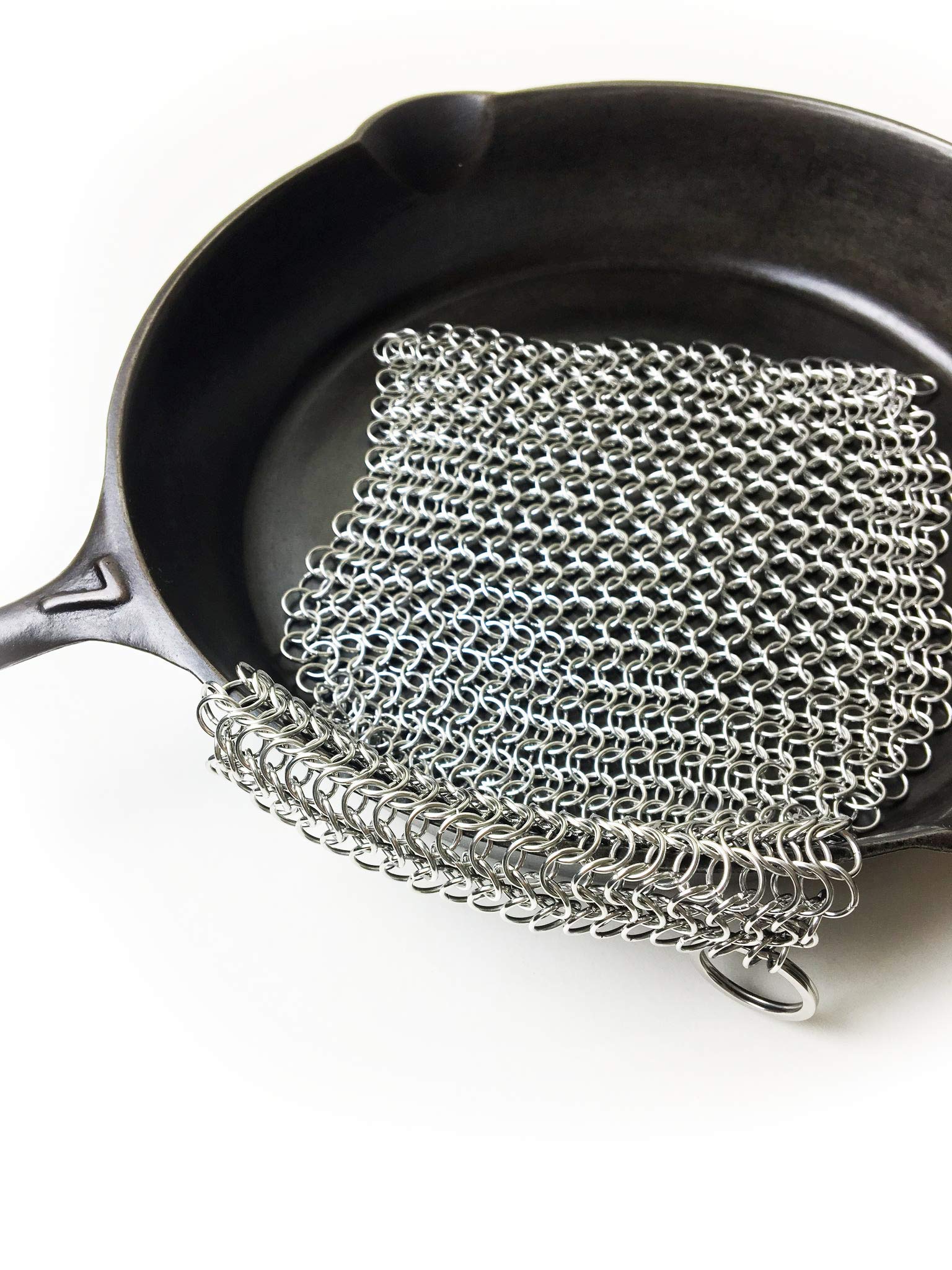 Chain Mail Scrubber by Crisbee - 316 Stainless Steel - Rust Resistant - Perfect for Cast Iron and Carbon Steel Cookware by Crisbee