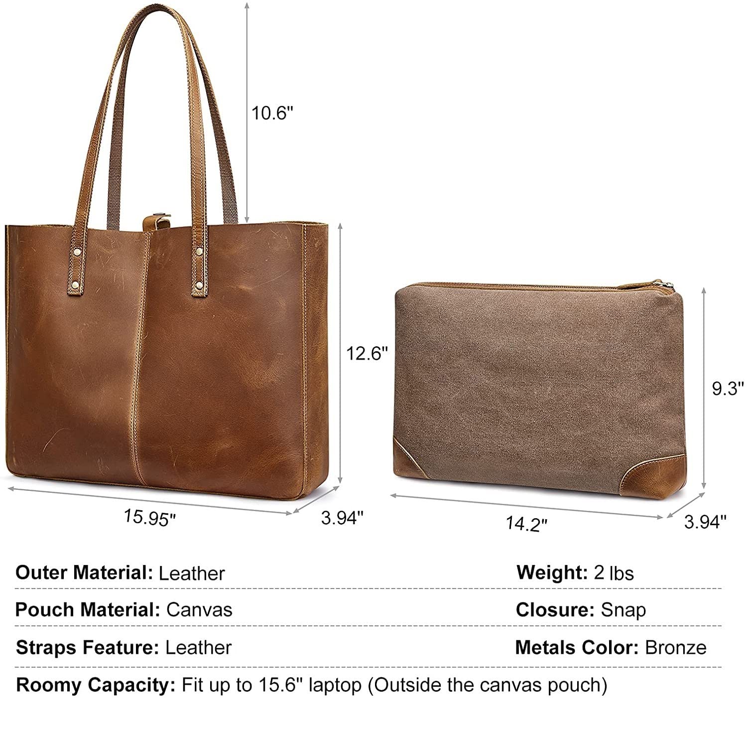 Leather Fair WOMENS LEATHER TOTE HANDBAG FOR LIFETIME WITH INNER BAG