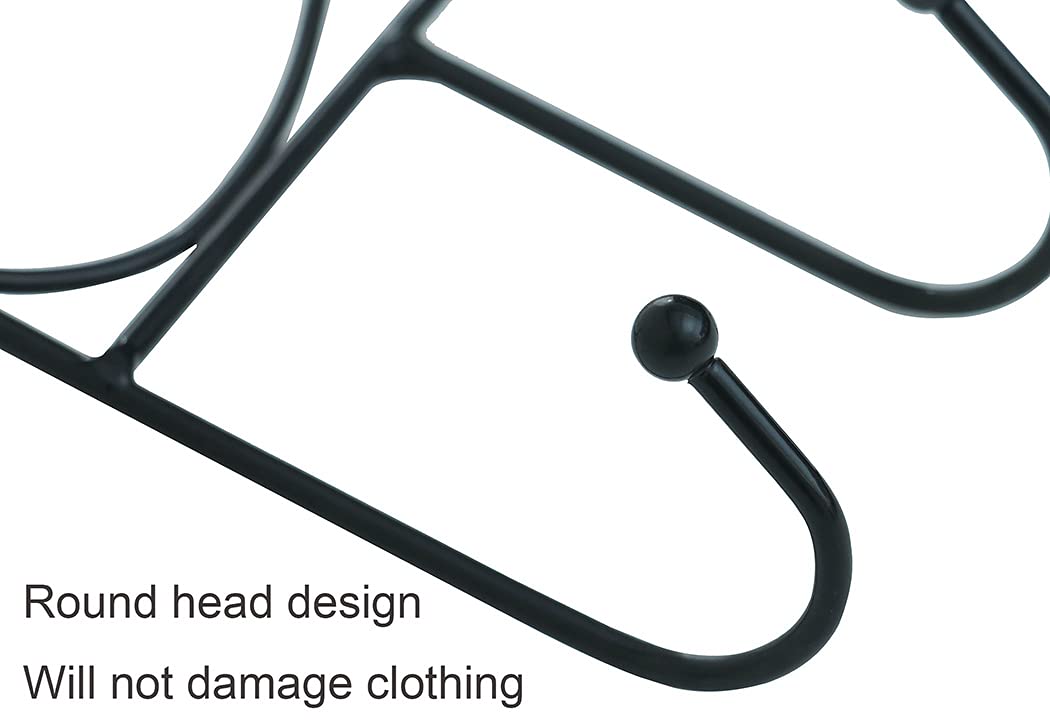 eywlwaar Over The Door 7 Hanger Rack Metal Rack for Home Use Hats Coats Key Bag Clothes Scarfs Hooks and Love Design (Black)