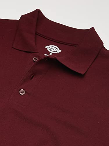 Dickies Men's Short Sleeve Pique Polo, Burgundy, Large