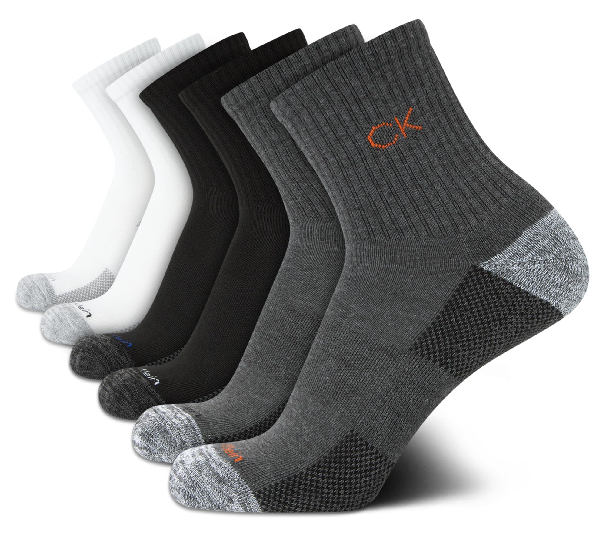 Calvin Klein Men's Socks - Athletic Cushioned High Quarter Cut Socks (6 Pack), Size 7-12, Black