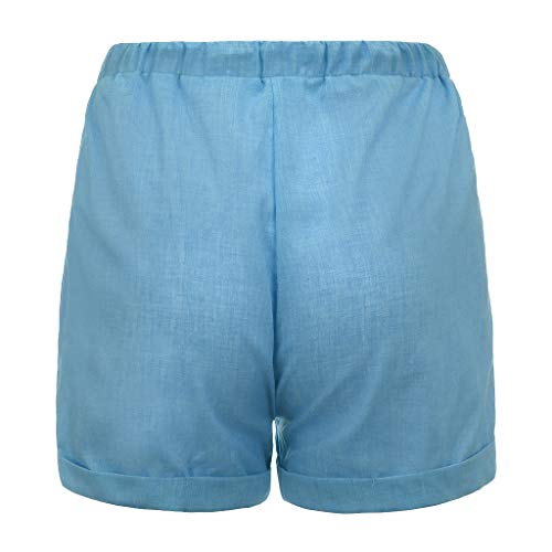 Hot Sale Drawstring Shorts, Thenlian Fashion Women Summer Solid Lace Up Cotton And Linen Pockets Casual Short Pants(S, Blue)