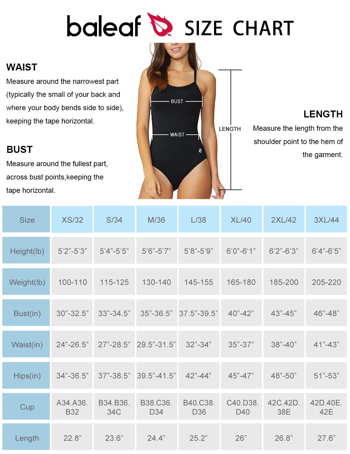 BALEAF Women's Athletic Training Adjustable Strap One Piece Swimsuit Swimwear Bathing Suit Black 34