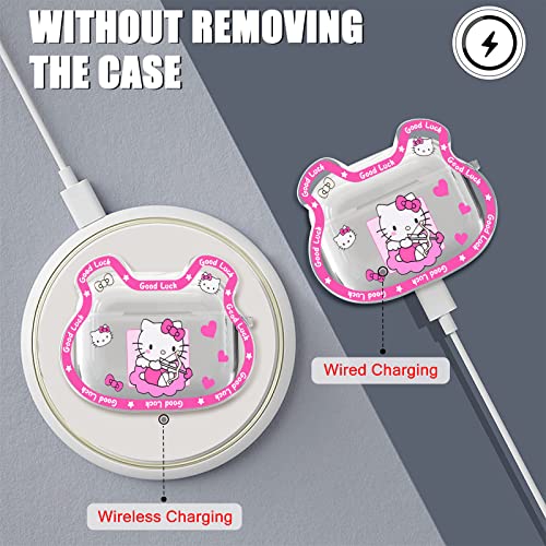Cute Cat Case for AirPod 3rd Generation Cover with Loverly Cartoon Anime Funny Kawaii Pink Cat Keychain for Women Girls Kids,Clear Shockproof Protective Soft Silicone Cover for AirPod 3rd Generation