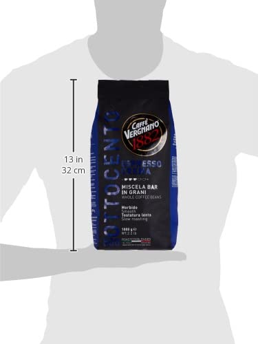 Caffe Vergnano Espresso Roast "Crema 800 Blend" Whole Bean Coffee | 2.2 Lb Bag (1 kilo) | Imported from Italy