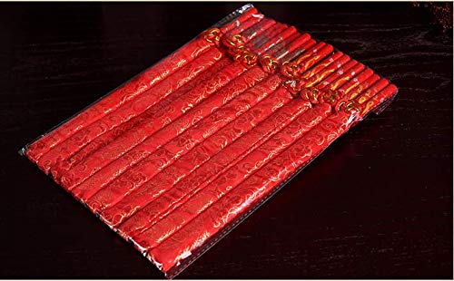 Cafurty 10 Pairs Chinese Bamboo Chopsticks (10 Pairs Red Chopsticks)