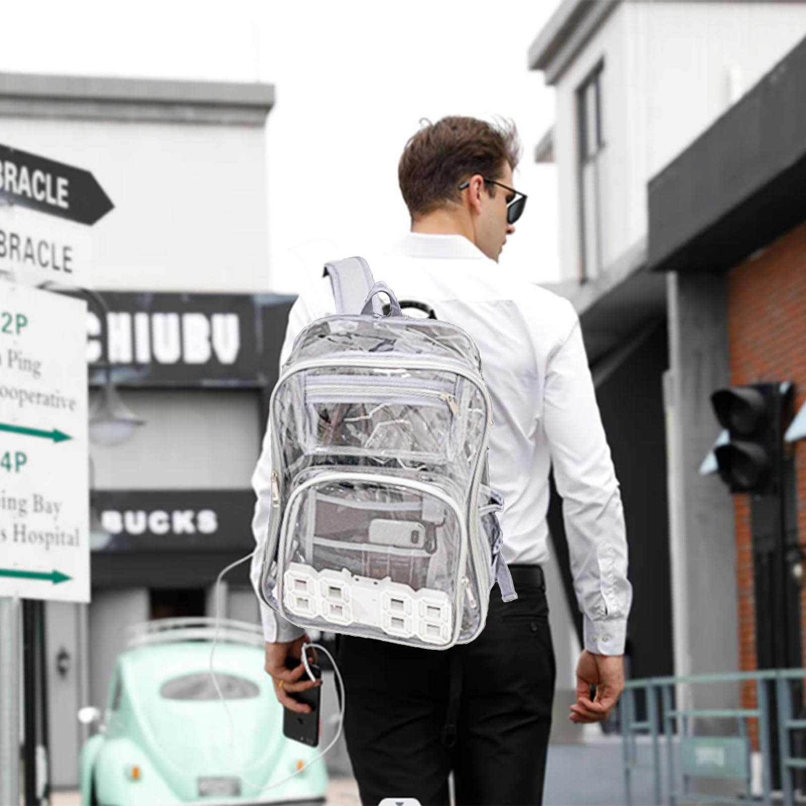 Birity Clear Backpack Heavy Duty,Large PVC Transparent Backpack,See Through Book Bag,Transparent Backpack For Teenager and Adults,Clear Bookbag for School,Sports,Work,Travel, College