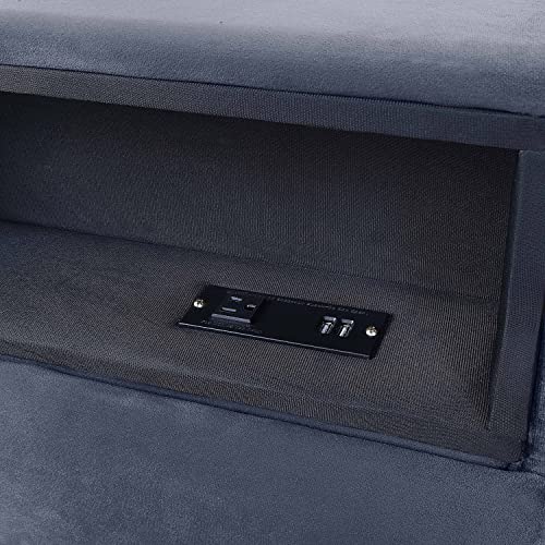 Furniture of America Halifax Modern Storage Fabric California King-Size Bed with USB for Bedroom, Guest Room Bed, Gray