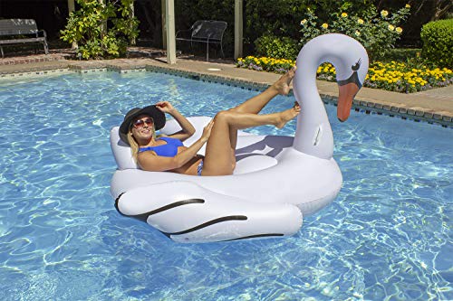 Poolmaster Jumbo Swimming Pool Float Rider, Swan, White Extra Large