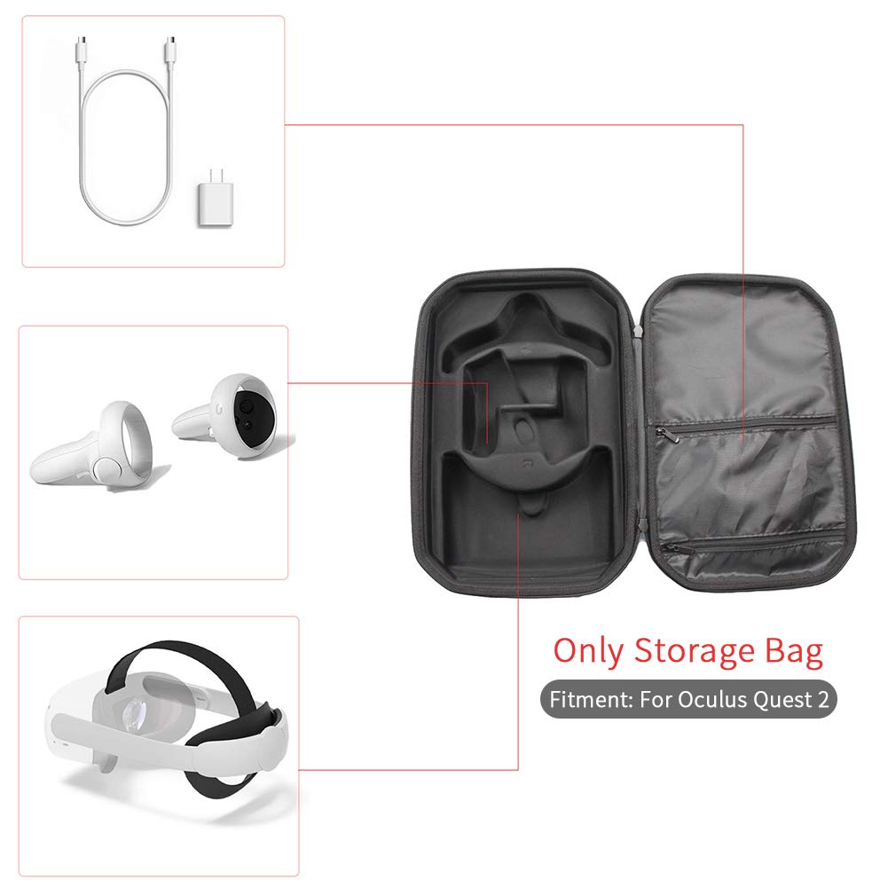 beiyoule Hard Travel Case Storage Case for Oculus Quest 2 All-in-one VR Gaming Headset and Controllers Accessories,for Oculus Quest 2 VR Headset Hard Protective Cover Storage Bag Carrying Case
