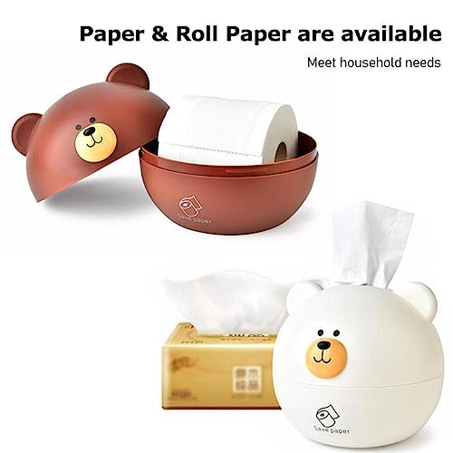 Cute Bear Tissue Box,Tissue Box Holder,Toilet Paper Holder Stand, Roll Paper Storage Box, Round Tissue Box Container, Napkin Towel Holder,Tissue Box Cover, for Kitchen, Living Room