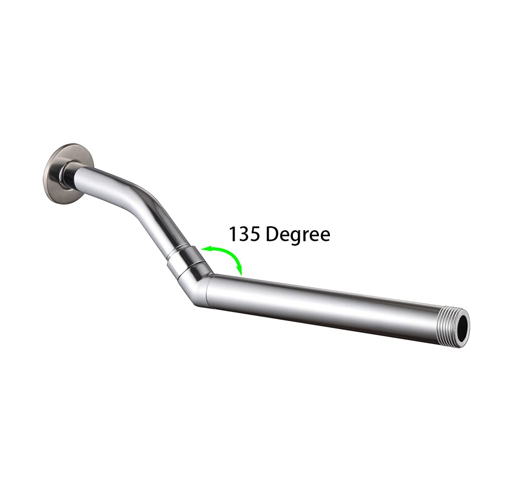 Carvedexquisitely Modern Copper Showerhead Elbow Adapter, 135 Degree Chrome, G1/2" Female and Male