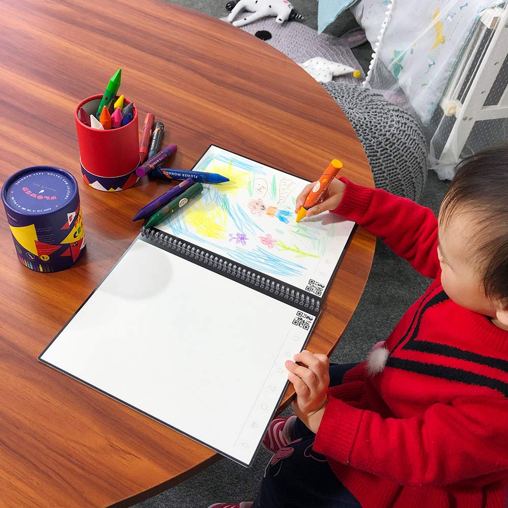 Lebze Jumbo Crayons for Toddlers, 16 Colors Non Toxic Crayons, Easy to Hold Large Crayons for Kids, Safe for Babies and Children Flower Monaco