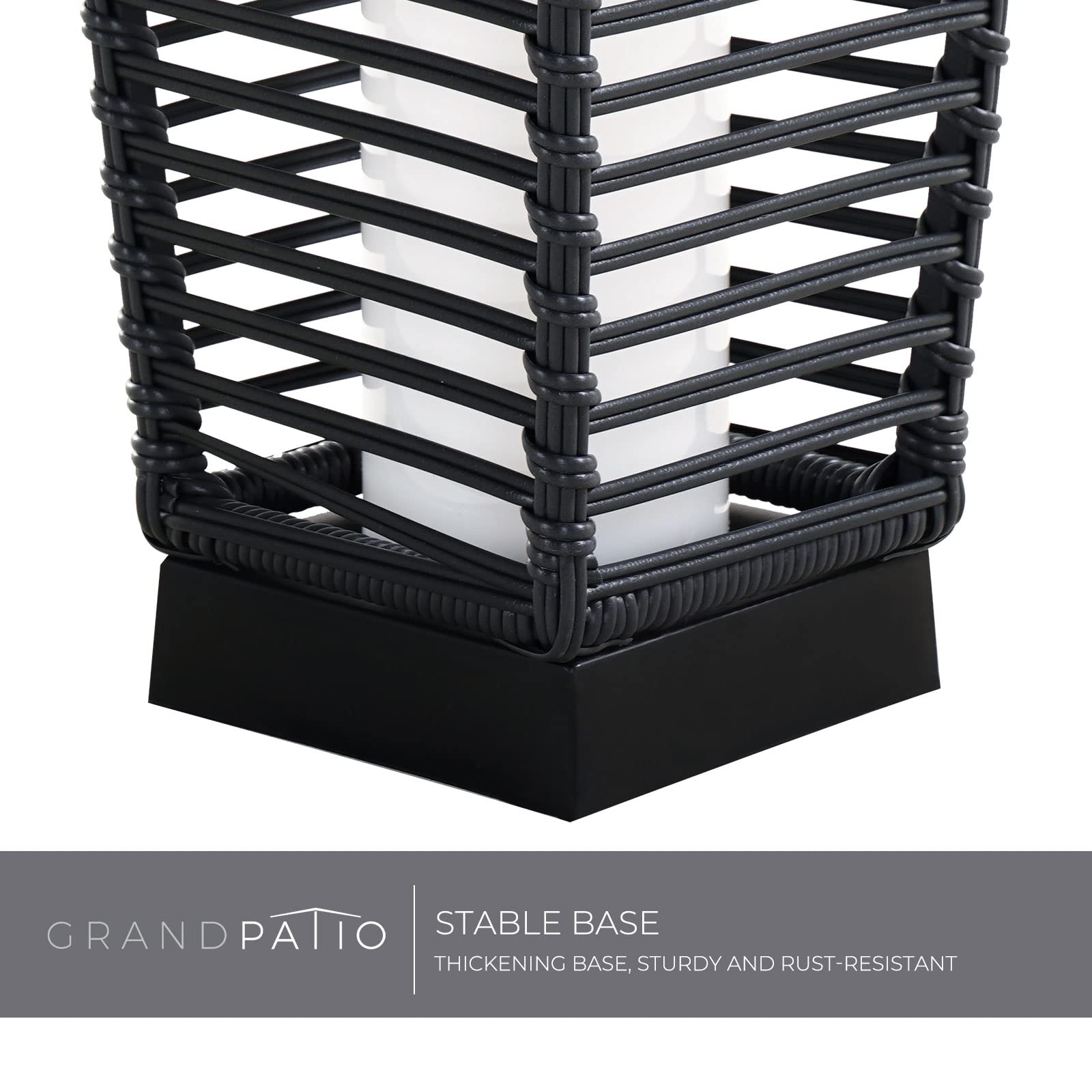 Grand patio Outdoor Solar-Powered Floor Lamp Weather-Resistant Wicker Woven Lights for Deck, Garden, Lawn, Driveway, Pool, Porch - Medium Crossover