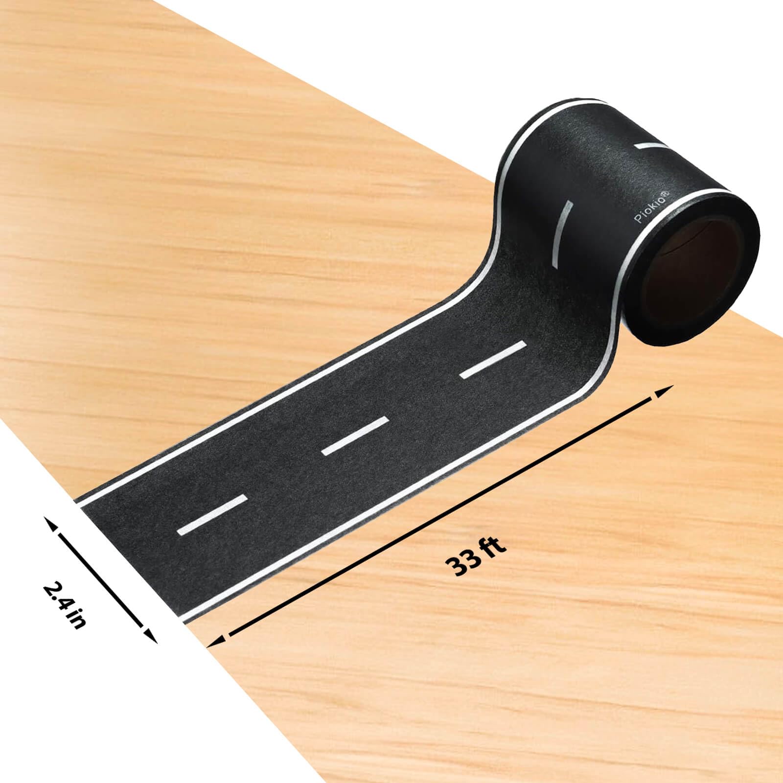 Piokio 33' x 2.4" Black Road Track Tape, Car Tracks are Great for Kids Birthday Party, Racing Party Decoration (1 Rolls)