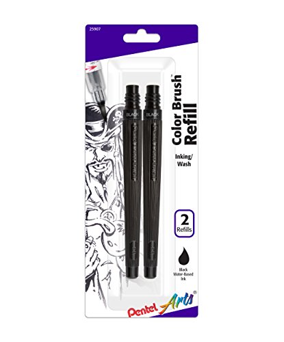 Pentel Arts Color Brush Refills, Black Ink, Pack of 2 (FR101BP2A)