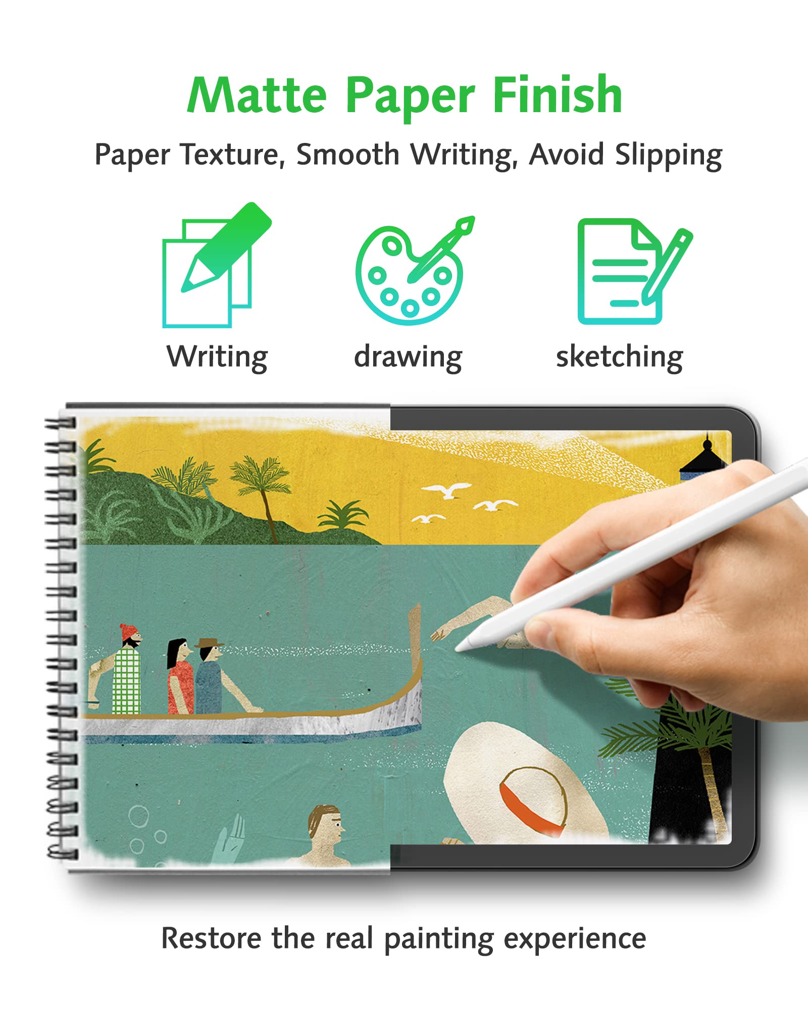 Bioton Paperfeel Glass Screen Protector Compatible with iPad 9th Generation/iPad 8th Generation/iPad 7th Generation (iPad 10.2 Inch) [Auto-Alignment Tool] [Tempered Glass] [EZ Kit]