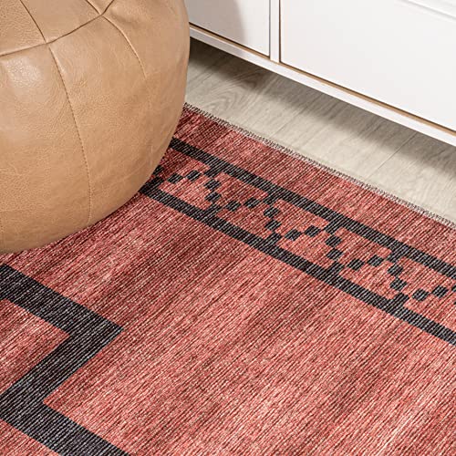 JONATHAN Y WSH118A-5 Korsa Geometric Medallion Machine-Washable Indoor Area -Rug, Bohemian Southwestern Rustic Easy -Cleaning,Bedroom,Kitchen,Living Room,Non Shedding, Brown/Navy, 5 X 8