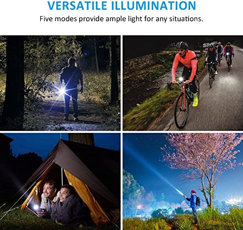 BYBLIGHT Rechargeable Flashlight, LED Tactical Flashlight, 800 Lumens Super Bright Pocket-Sized LED Torch with Clip, IP67 Water Resistant, 5 Modes for Camping, Hiking, Emergency & ED