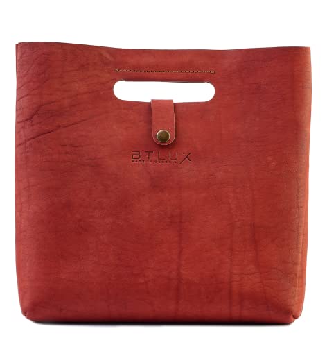 BTLUX Leather Tote Handbag for Women - Handmade with 100% Full Grain Leather - Shopper Tote Bag with Minimalist Design (Brown)
