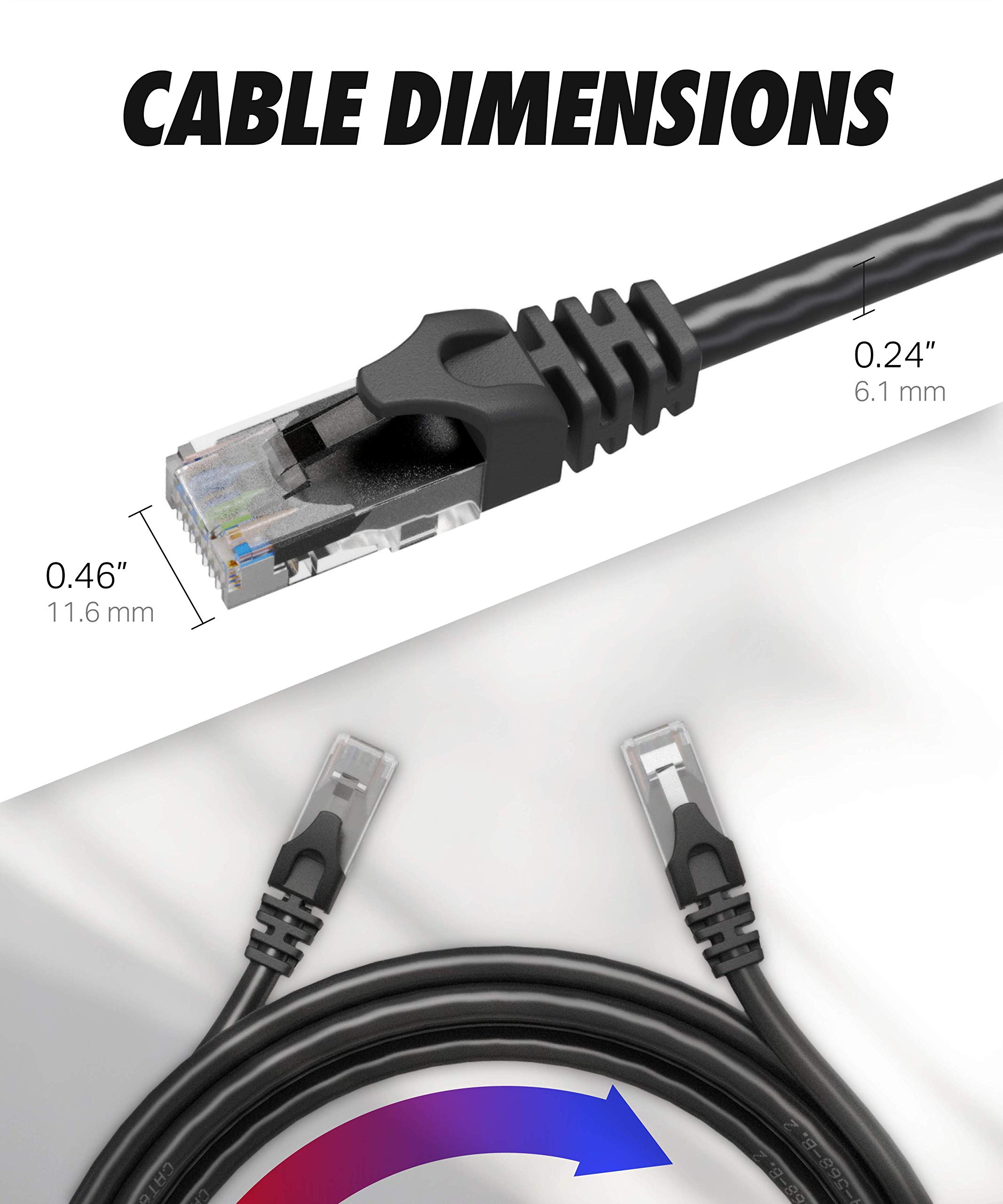 Ultra Clarity Cables Cat6 50 ft Ethernet Cable, RJ45, LAN, utp, Cat 6, Network, Patch, Internet Cable - 50 Feet