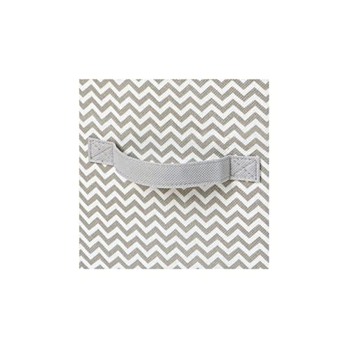 mDesign Large Soft Fabric Closet, Home Storage Organizer Cube Bin Box, Front Handle - Storage for Closet, Bedroom, Furniture Shelving Units - Chevron Zig-Zag Print, 12.75" High, 4 Pack - Taupe/Natural