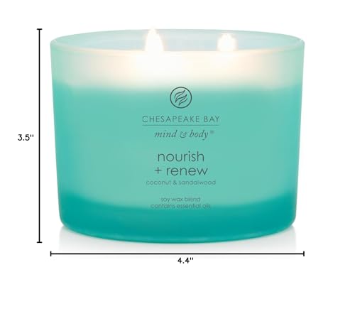 Chesapeake Bay Candle Mind & Body 3-Wick Coffee Table Jar Candle, Nourish + Renew (Coconut & Sandalwood)
