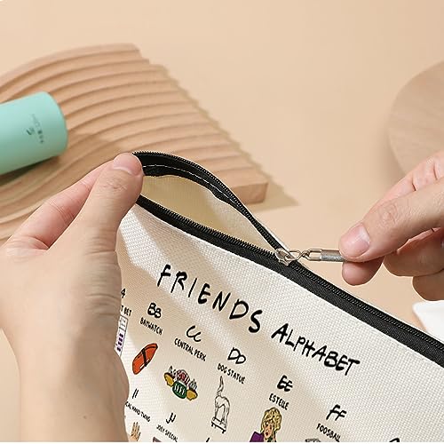 Funny Friend Alphabet Cosmetic Bag Friend Fans Inspired Gift TV Show Merchandise Makeup Bag Friendship Gifts for Women Friends Teen Girls Her Female BFF Bestie Birthday Christmas Gifts for Women