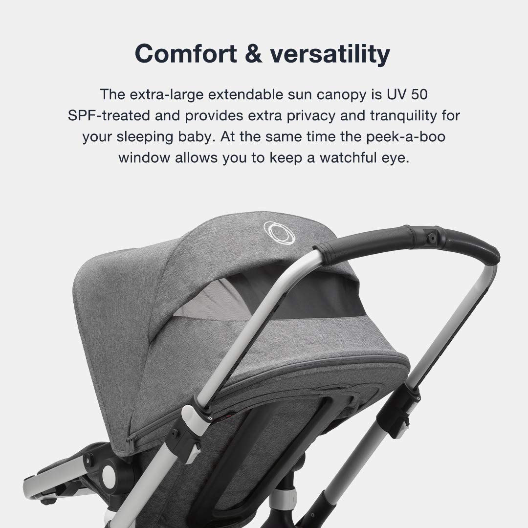 Bugaboo Lynx - The Lightest Full-Size Baby Stroller - All-Terrain with an Effortless Push and One-Handed Steering - Compatible with Bugaboo Turtle One by Nuna Car Seat – Alu/Black-Fresh White