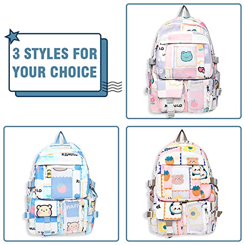 Futuredream Cute Aesthetic Backpacks ,For Teens Laptop Backpacks , Bookbags for Teens Girls Women (With Rabbit Doll Pendant)