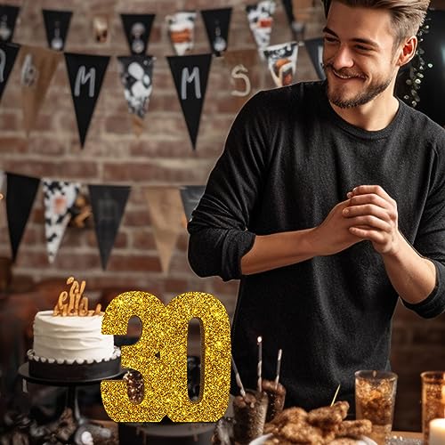 Eploger 30th Birthday Decorations for Men and Women,30th Anniversary Decorations,Glod Glitter 30th Birthday Centerpieces for Table Decorations,Number 30 Table Topper Decor
