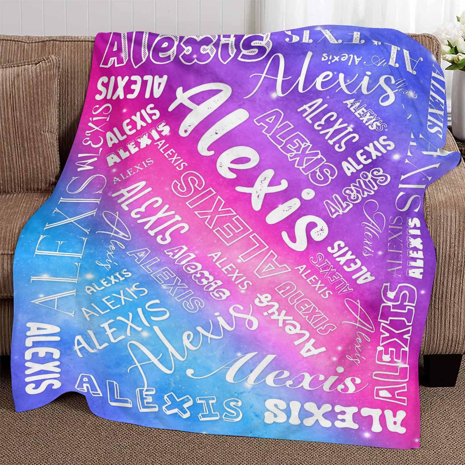 Customized Blanket with Name Multi Color with Name Soft Flannel Throws Birthday Personalized for Dad, Mom, Kids, Dogs