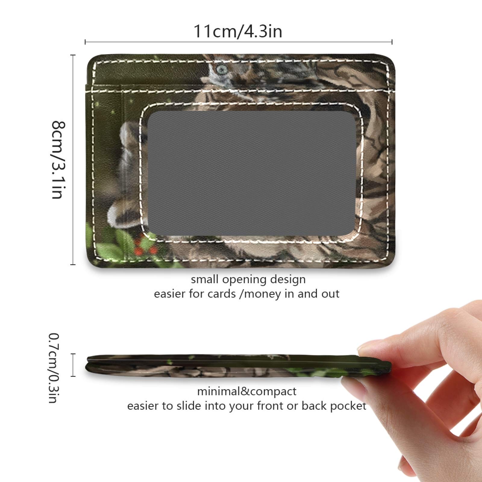 Linomo Thin leather Card Holder and Money Clip Cute Animal Raccoon Wallet RFID Blocking for Men & Women