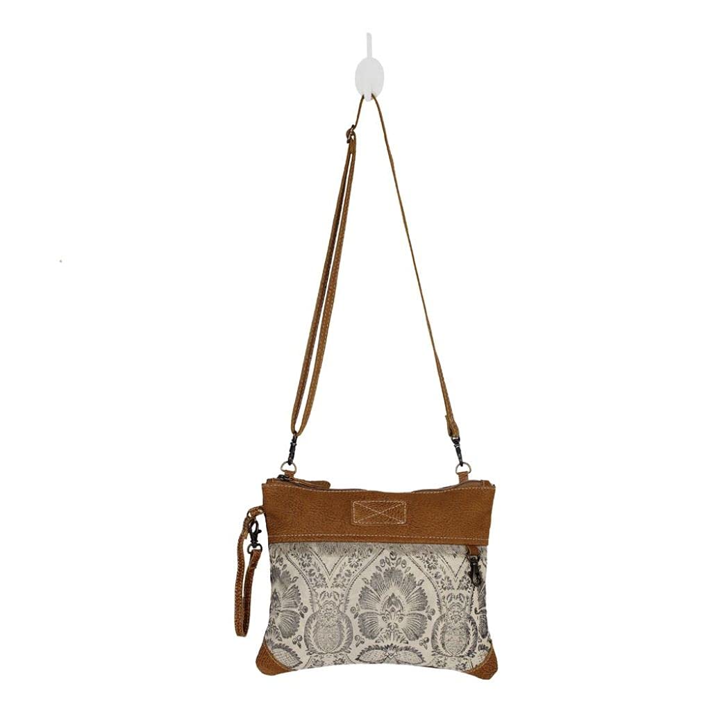 Myra Bag Floral Flow Small & Cross Body Bag Upcycled Canvas & Leather S-2576