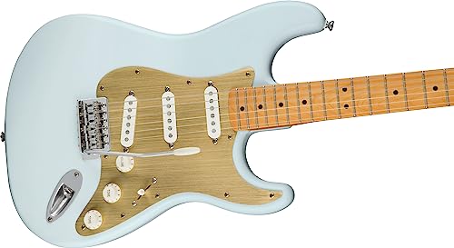 Squier 40th Anniversary Vintage Edition Stratocaster Electric Guitar, with 2-Year Warranty, Satin Sonic Blue, Maple Fingerboard