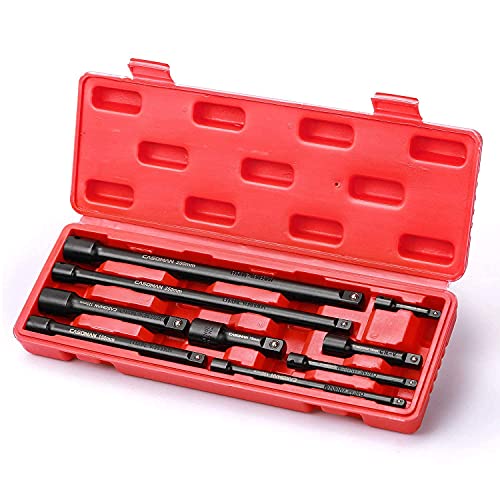 CASOMAN 9 Pieces Extension Bar Set, 1/4", 3/8" and 1/2" Drive Socket Extension, Premium Chrome Vanadium Steel with Black Phosphate Finish