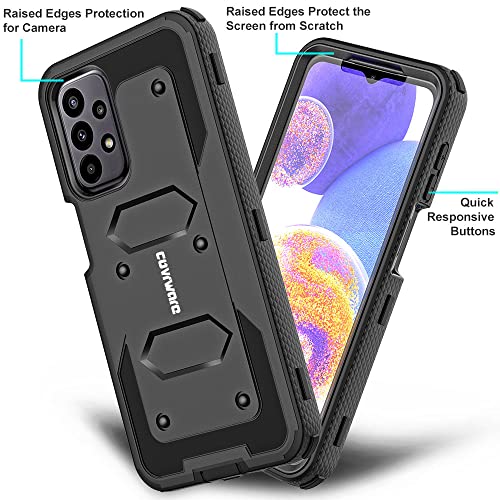 Covrware for Samsung Galaxy A23 5G / A23 (4G) Aegis Series case, Full-Body Rugged Dual-Layer Shockproof Protective Swivel Belt-Clip Holster Cover with Built-in Screen Protector, Kickstand, Black