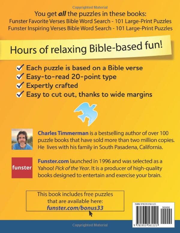 Funster 200+ Large Print Bible Word Search Puzzles - 2 Books in 1!: With a bible verse in every puzzle.