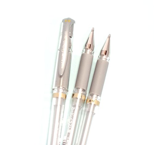 Uni-ball Signo Broad Point Gel Impact Pen Silver Ink, 1.0mm, 3 pens per Pack (Japan import) [Komainu-Dou Original Package]