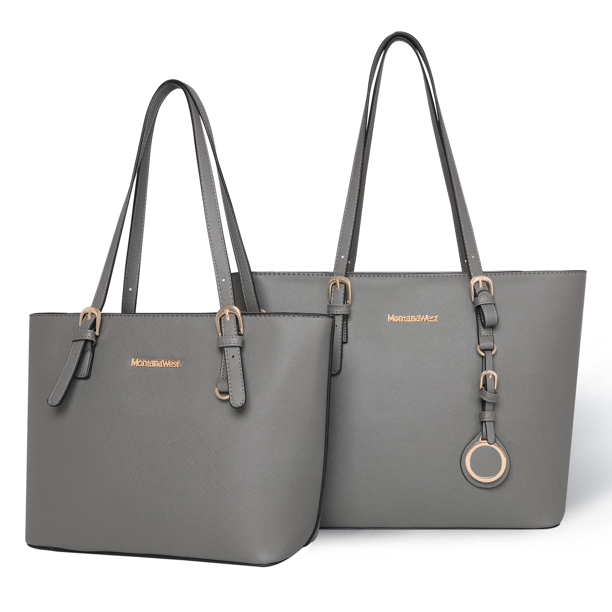 Montana West Tote Handbag for Women Vegan Leather Shoulder Bag Large and Medium 2PCS Purses Set MWC2-030GY