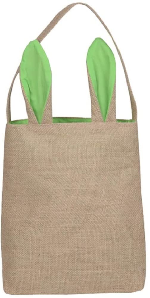Jolly Jon Burlap Easter Baskets For Kids - Easter Bags with Handles - Easter Baskets for Kids Empty - Easter Baskets for Girls and Boys - Blue Easter Bunny Rabbit Ear Bag