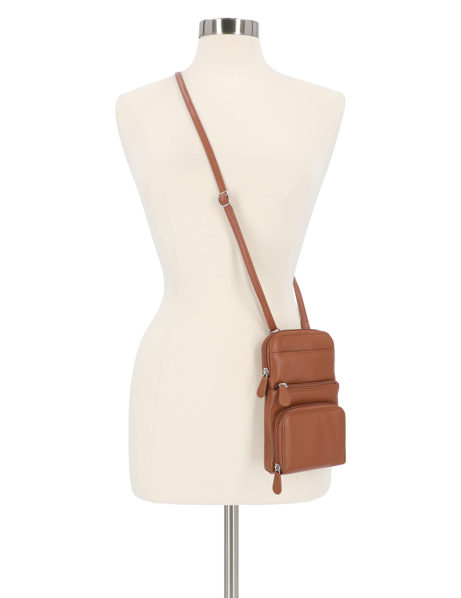 Mundi Miracle Womens Cell Phone Purse Wallet RFID Crossbody Bag, Cognac