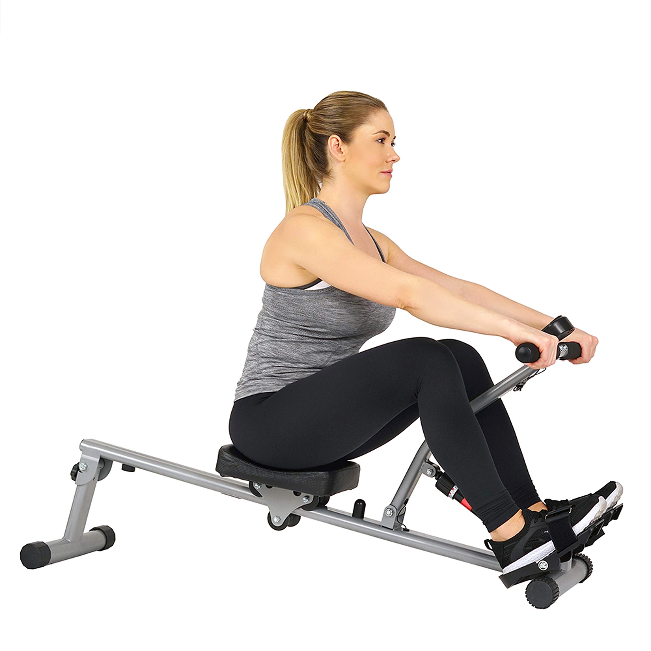 Bundle of Sunny Health & Fitness Squat Assist Row-N-Ride™ Trainer for Glutes Workout + Sunny Health & Fitness SF-RW1205 Rowing Machine Rower with 12 Level Adjustable Resistance