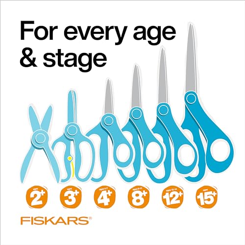 Fiskars 5" Blunt-Tip Scissors for Kids Ages 4-7, For School or Crafting, Red (Pack of 1)