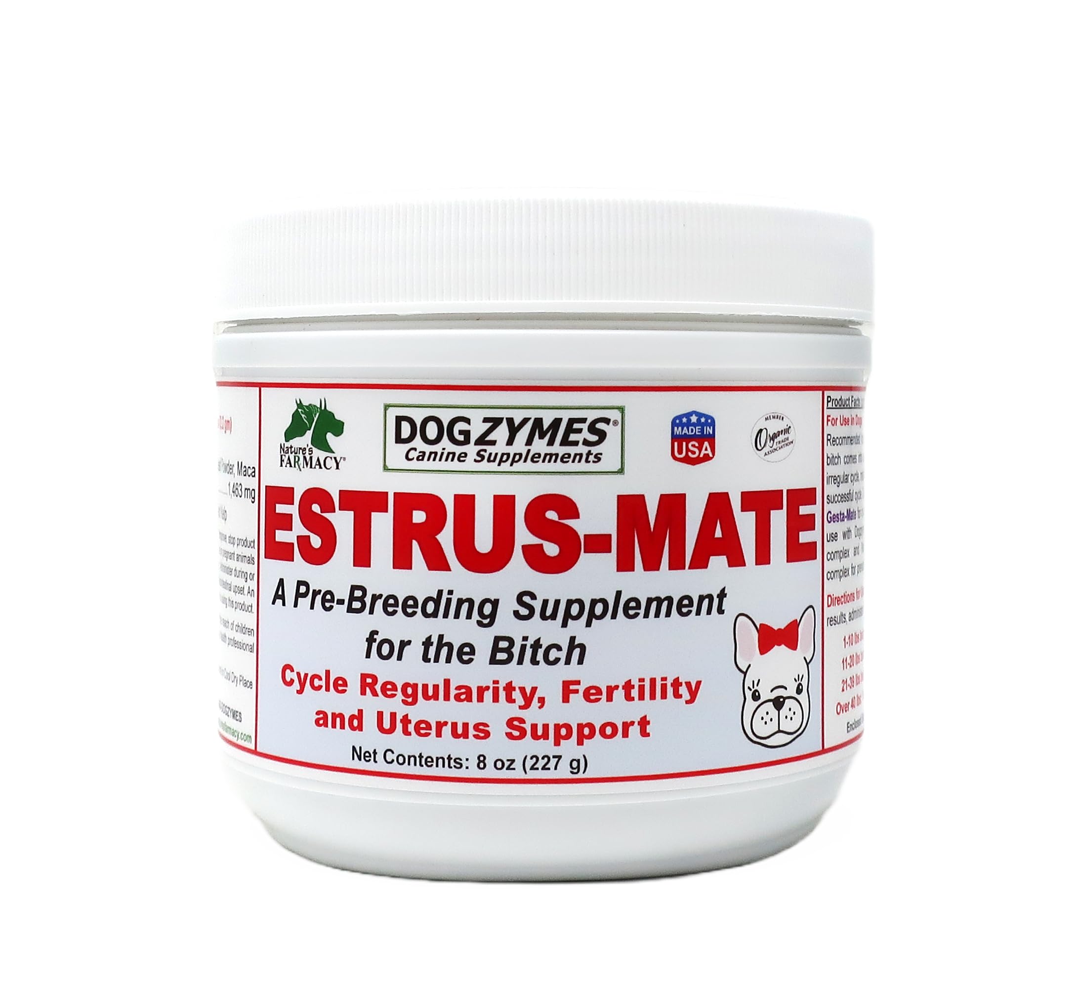 Dogzymes Estrus-Mate Botanical Blend - Used for The Pre-Breeding Bitch - Fertility and Cycle Regularity - in-Utero Puppy Support (8 Ounce)