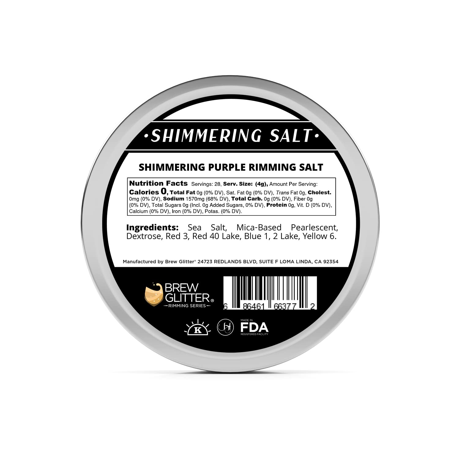 BREW GLITTER Shimmering Purple Cocktail Rimming Salt, Drink Rimmer for Beverages, Cocktails, Margaritas, Drinks, Kosher Certified, Vegan (4 oz, Shimmering Purple)