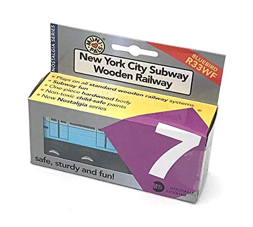 Munipals Wooden MP01-11BB NYC MTA Subway 7 Train Car World's Fair Express Bluebird R33WF